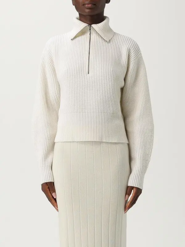Max Mara Quarter Zip Ribbed Sweater - White