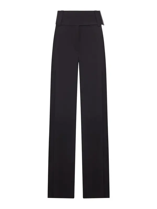 Sportmax Wide Satin Trousers With Belted Detail - Black