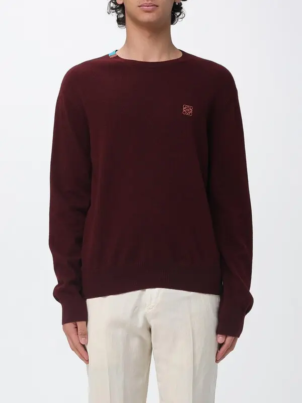 Loewe Burgundy Sweater With Contrast Stitching