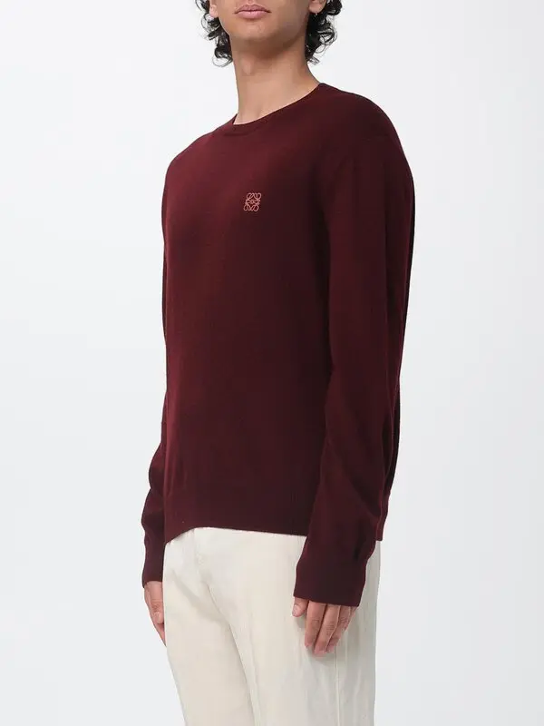 Loewe Burgundy Sweater With Contrast Stitching