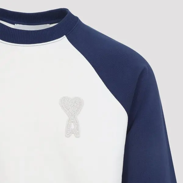 AMI Paris Boxy Fit Crewneck Sweatshirt With Crocheted Logo Patch
