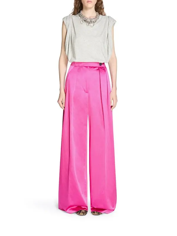 Dries Van Noten Wide Leg Pleated Trousers - Pink