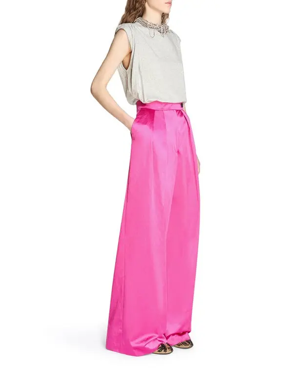 Dries Van Noten Wide Leg Pleated Trousers - Pink