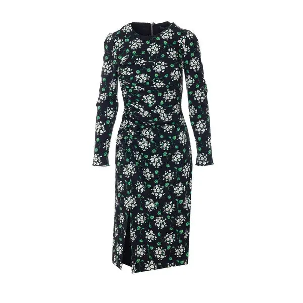 Dolce & Gabbana Floral Print Charmeuse Dress - Black