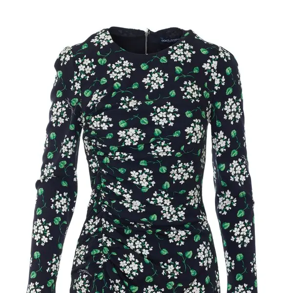 Dolce & Gabbana Floral Print Charmeuse Dress - Black