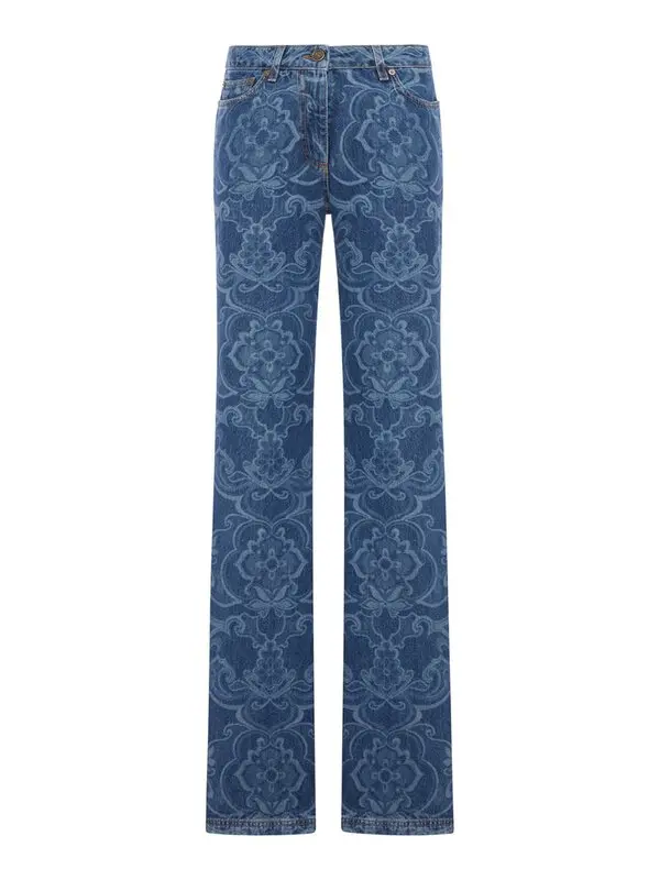 Etro Jacquard Denim Jeans With Ornamental Pattern