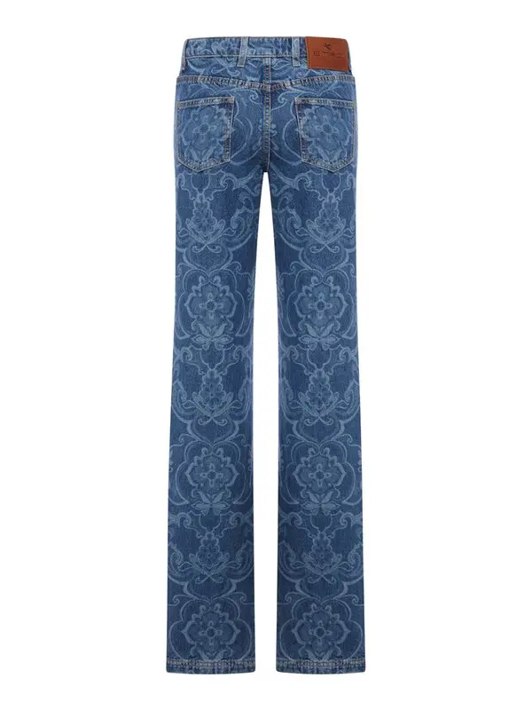 Etro Jacquard Denim Jeans With Ornamental Pattern