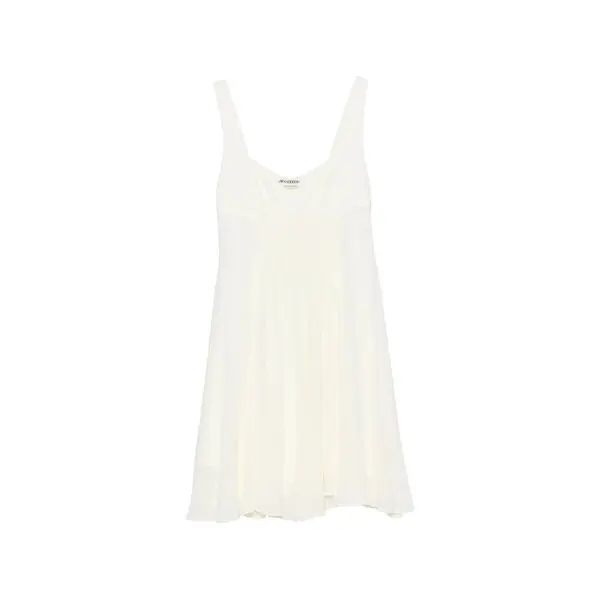 JW Anderson Crochet Knit Dress With Ruffled Sleeves - White