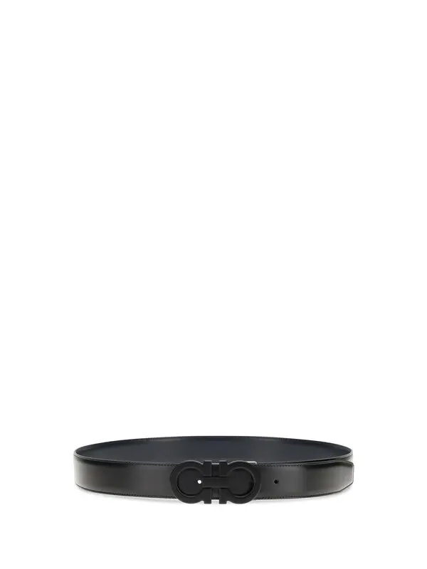 FERRAGAMO Leather Belt With Engraved Logo Buckle