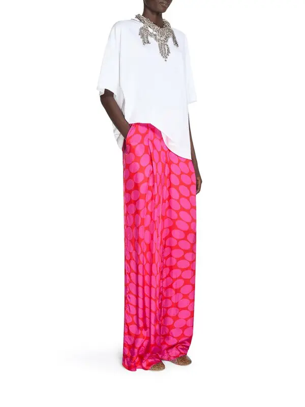 Dries Van Noten Wide Leg Trousers With Soft Ellipses Print - Pink