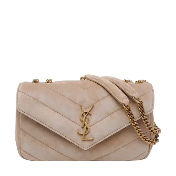 Saint Laurent Small Suede Shoulder Bag - Cream