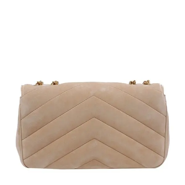 Saint Laurent Small Suede Shoulder Bag - Cream