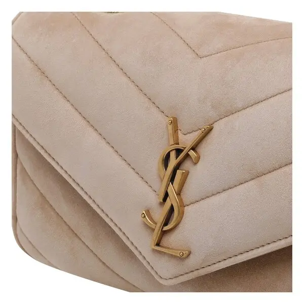 Saint Laurent Small Suede Shoulder Bag - Cream