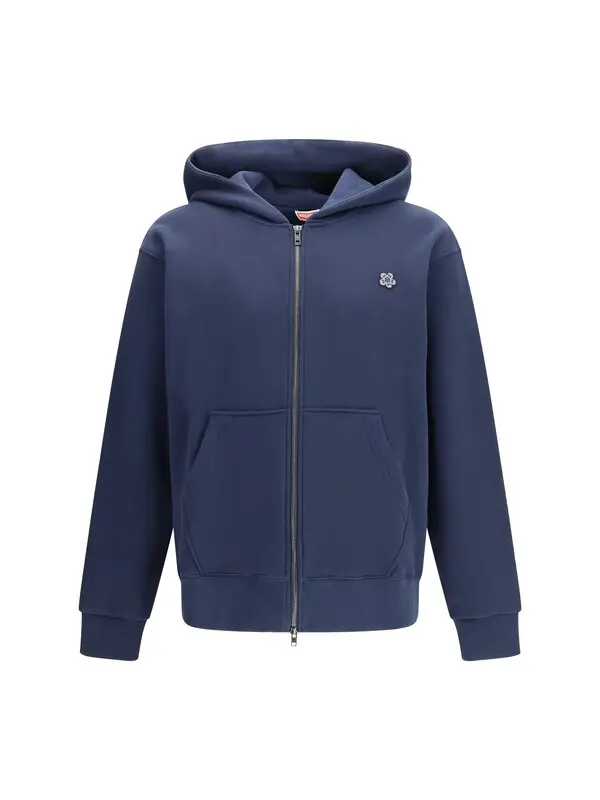 Kenzo Boke Flower' Embroidered Zip Hoodie - Blue