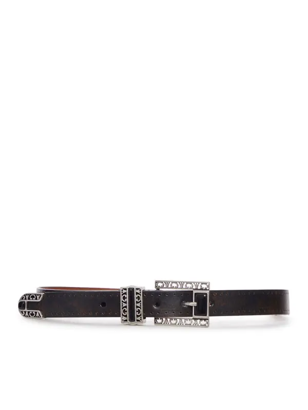 GOLDEN GOOSE Leather Belt With Decorated Buckle - Tan