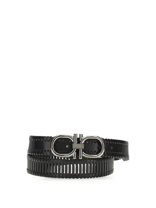 FERRAGAMO Adjustable Gancini Belt - Black