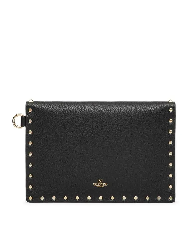 Valentino Garavani Rockstud Pouch In Calfskin - Black