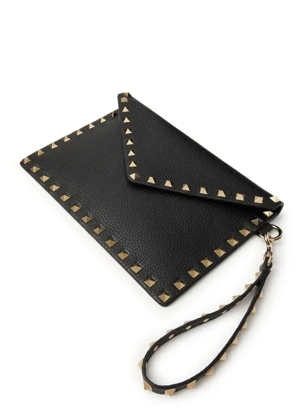 Valentino Garavani Rockstud Pouch In Calfskin - Black
