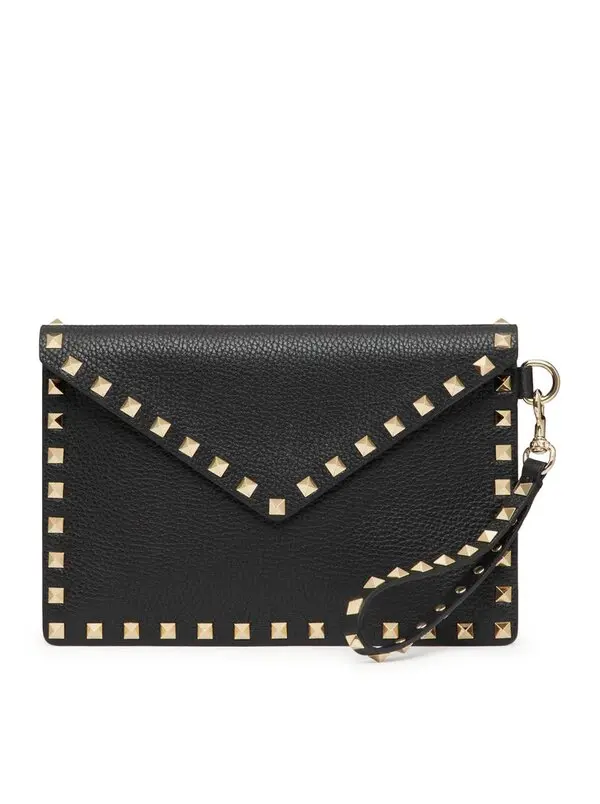 Valentino Garavani Rockstud Pouch In Calfskin - Black