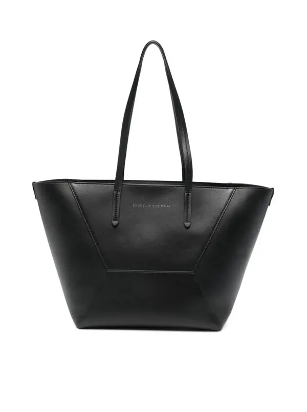 Brunello Cucinelli Leather Shopper Bag - Black
