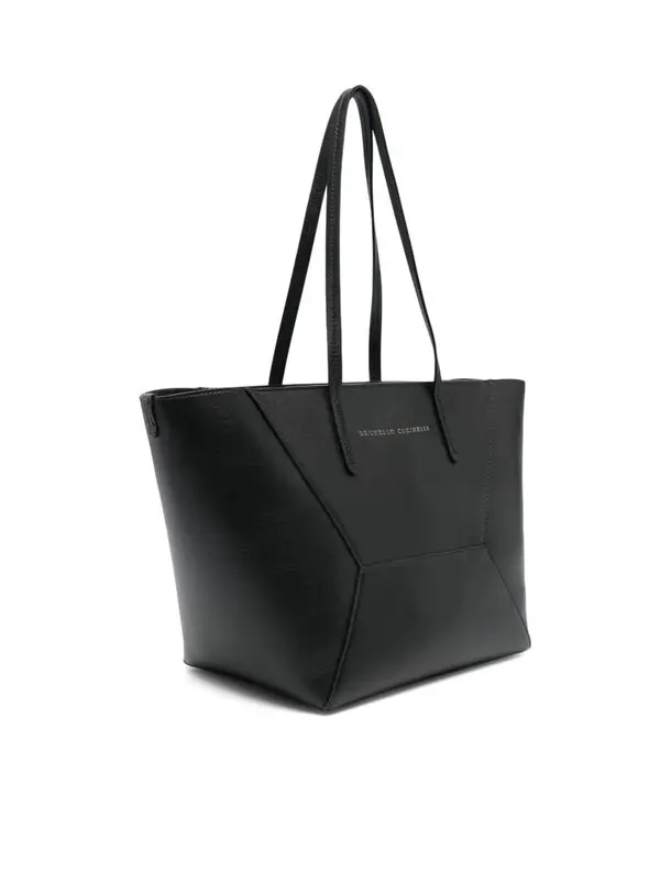 Brunello Cucinelli Leather Shopper Bag - Black