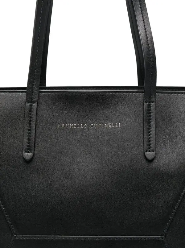 Brunello Cucinelli Leather Shopper Bag - Black