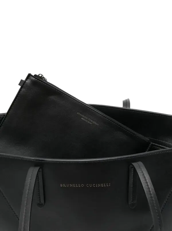 Brunello Cucinelli Leather Shopper Bag - Black