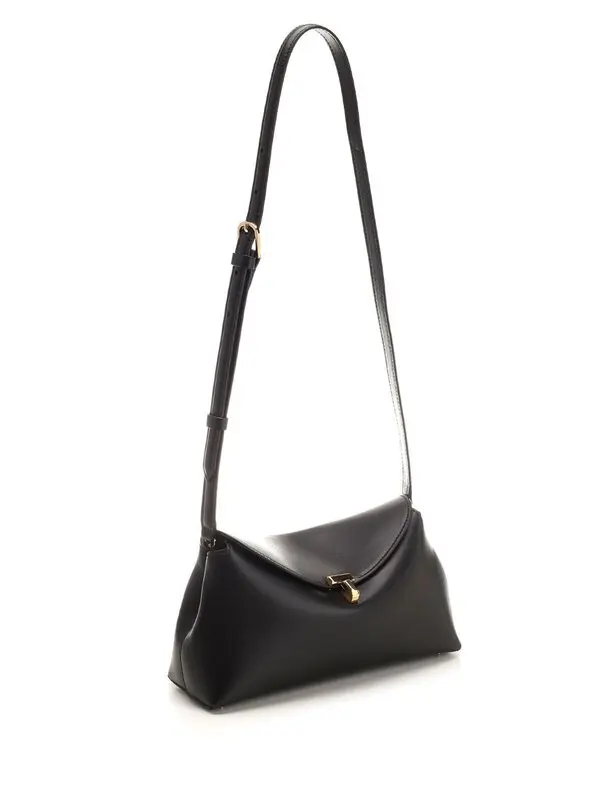 TOTEME T-lock Leather Shoulder Bag - Black