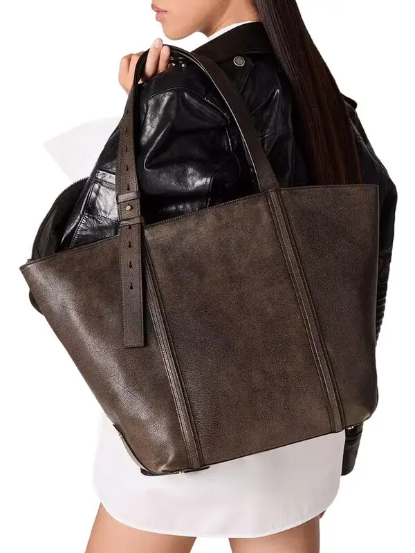 GOLDEN GOOSE 24/7 East West Bag In Distressed Leather - Brown