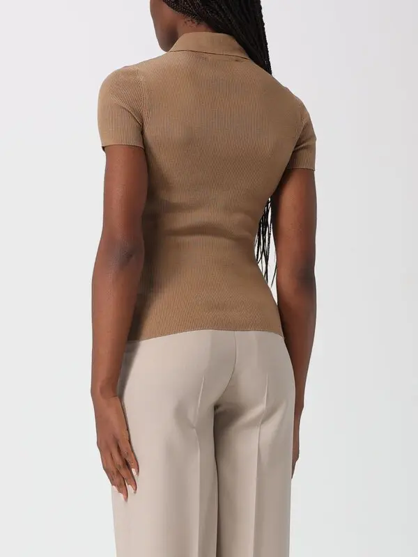 Max Mara Ribbed Knit Polo Shirt - Brown