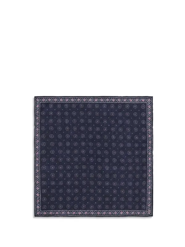 Brunello Cucinelli Ethnic-patterned Silk Pocket Square - Blue