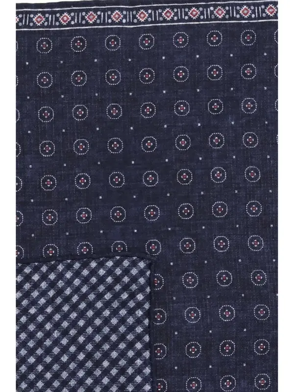 Brunello Cucinelli Ethnic-patterned Silk Pocket Square - Blue