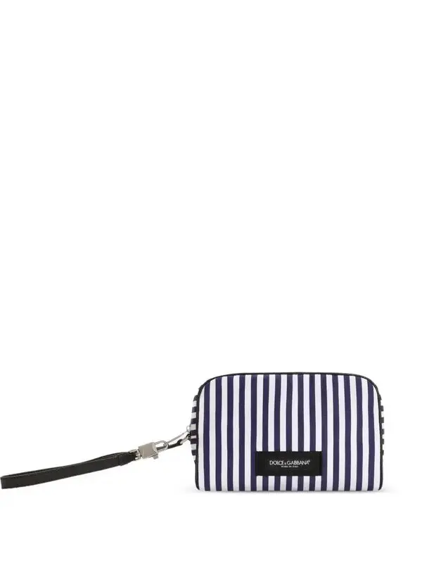 Dolce & Gabbana Striped Tote Bag With Zip Closure - Blue