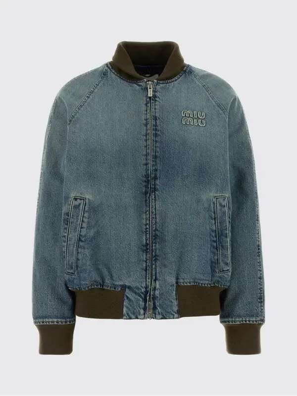 Miu Miu Denim Bomber Jacket - Blue
