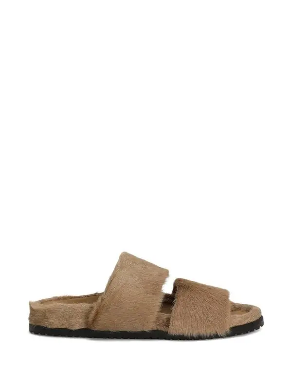 Dolce & Gabbana Double-strap Fur Sandals