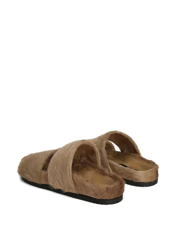 Dolce & Gabbana Double-strap Fur Sandals