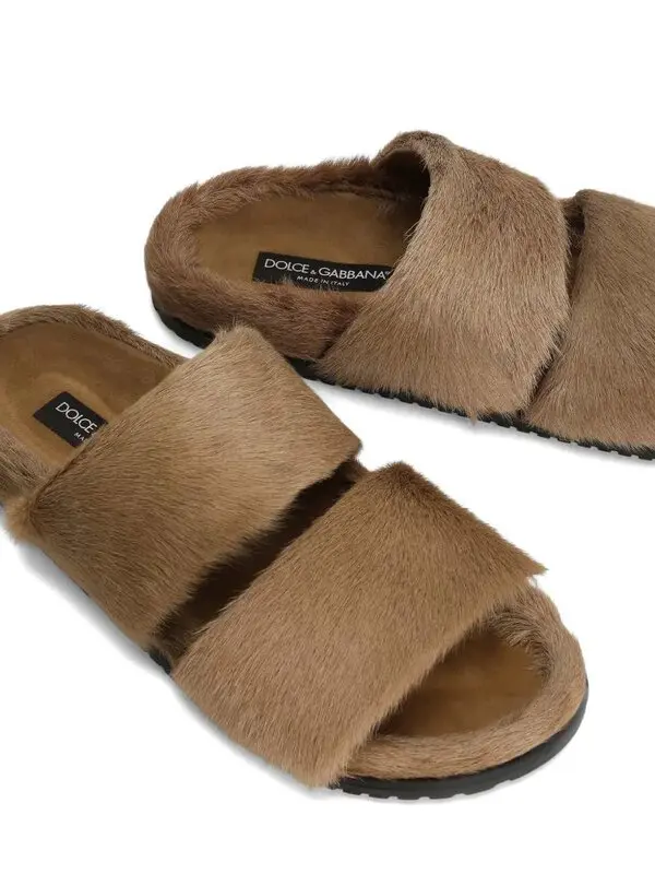 Dolce & Gabbana Double-strap Fur Sandals