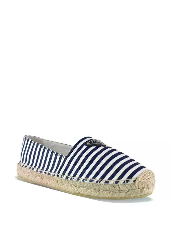 Prada Striped Logo Espadrilles - Blue