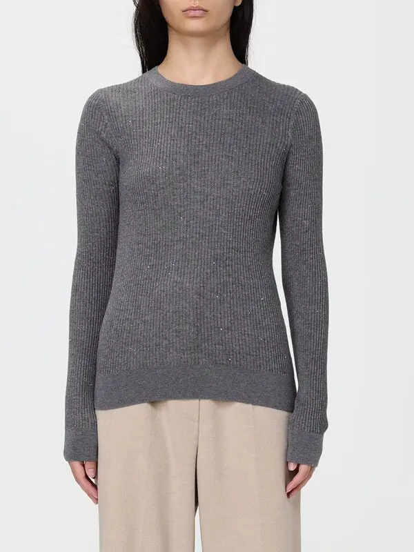 Max Mara Ribbed Fine Knit Sweater - Gray