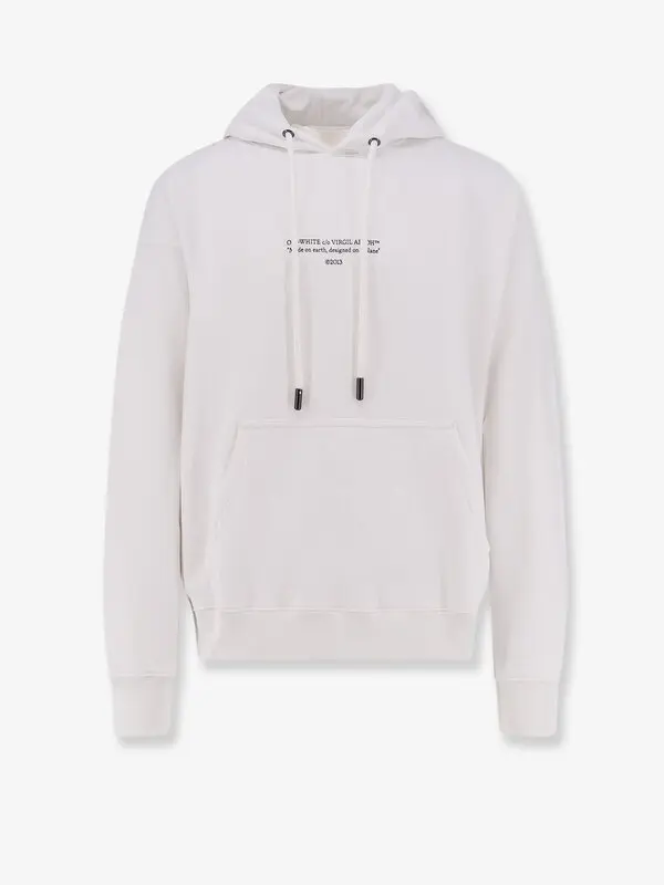 Off-White Cotton Sweatshirt With Frontal Logo Print - White