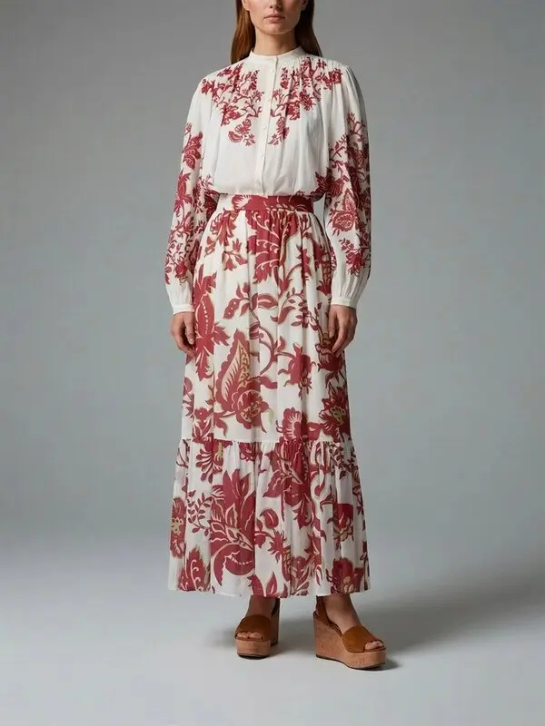 Etro Flounce Hem Maxi Skirt With Elastic Waist - Multicolor
