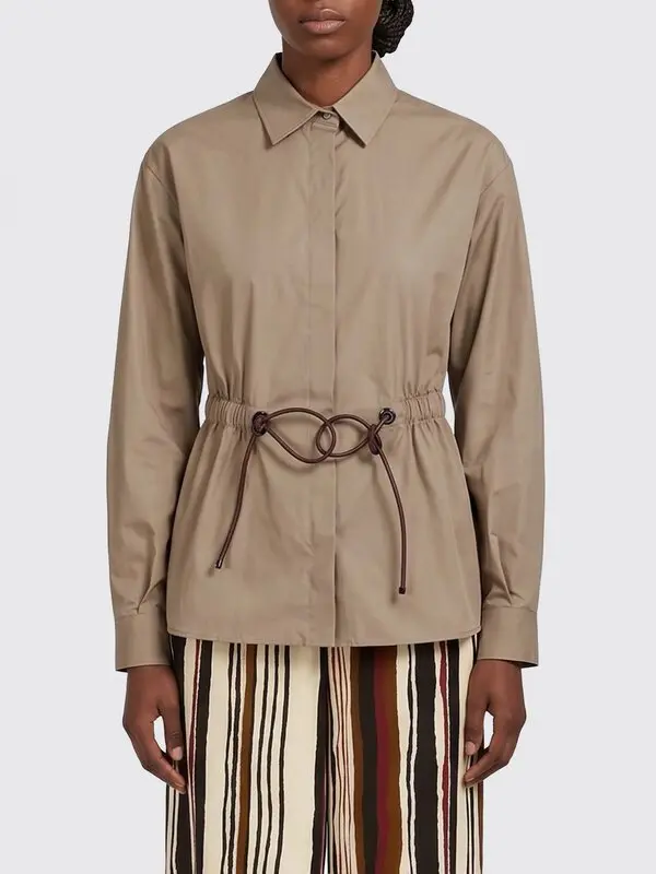 Max Mara Cotton Shirt With Drawstring Waist - Green