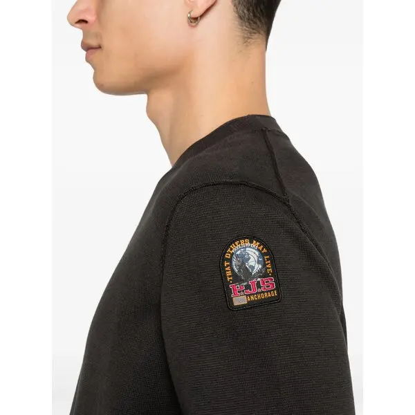 PARAJUMPERS Ribbed Crew Neck Sweatshirt With Logo Patch