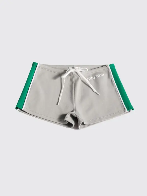 Miu Miu Logo Drawstring Shorts - Gray