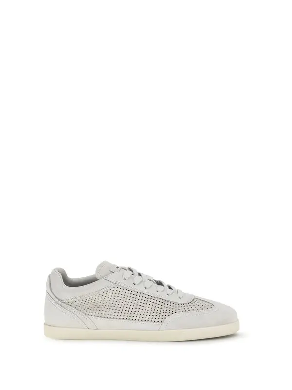 Kiton Perforated Suede Lace-up Sneakers - Gray