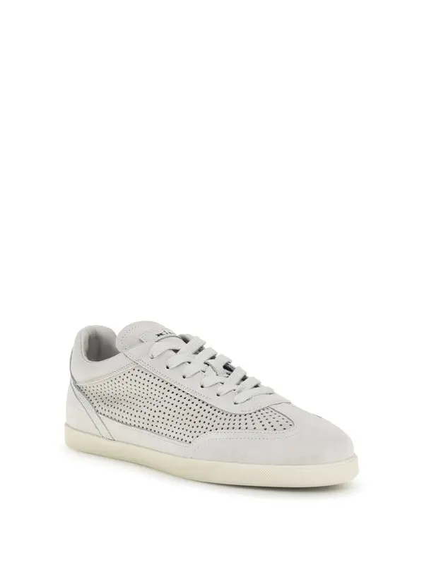 Kiton Perforated Suede Lace-up Sneakers - Gray