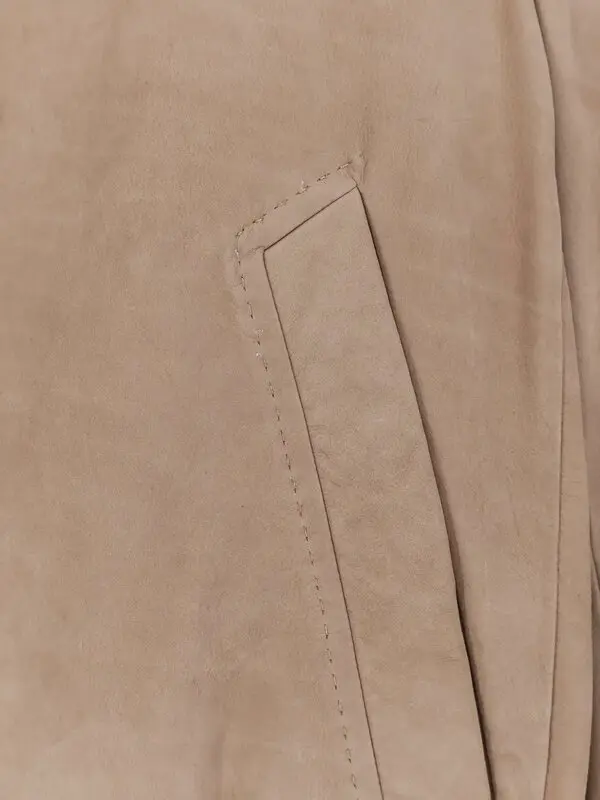 BOSS Suede Zip-up Jacket With Elasticated Cuffs - Multicolor