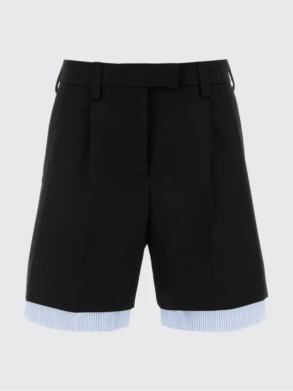 Miu Miu Cotton Shorts With Striped Trim - Black