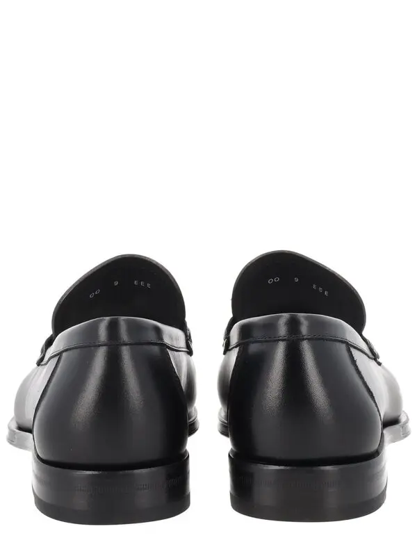 FERRAGAMO Gancini Leather Loafers - Black