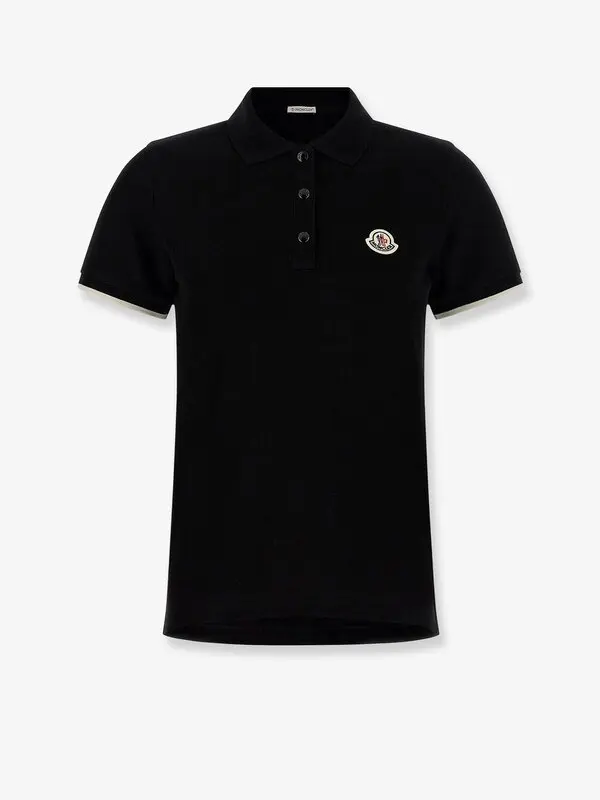 Moncler Cotton Polo Shirt With Logo Patch - Multicolor